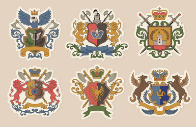 Luxury logo or badges set with pictures of lions Vector Image