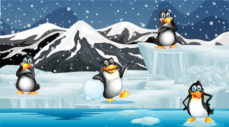 Scene with happy penguin Royalty Free Vector Image