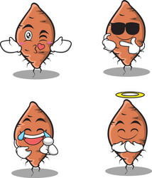 Set yam character cartoon collection Royalty Free Vector