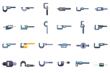 Digital micrometer icons set outline Royalty Free Vector