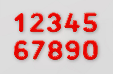 3d white plastic number 123456789 and null Vector Image