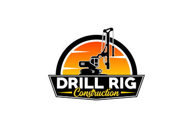 Drill rig logo template heavy equipment Royalty Free Vector
