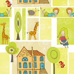 Little kids are going to home Royalty Free Vector Image