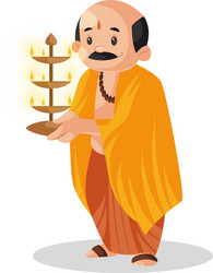 Indian pandit cartoon Royalty Free Vector Image