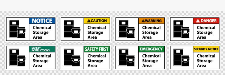 Warning chemical storage symbol sign isolate Vector Image
