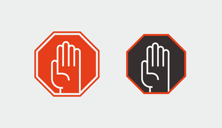 Hand stop sign icon set symbols Royalty Free Vector Image