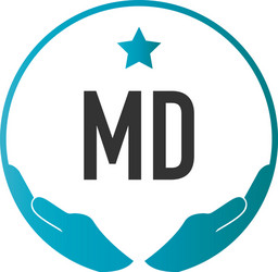 Initial letter mc hand care logo design template Vector Image