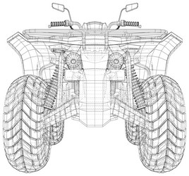 Front view 3d sketch quad Royalty Free Vector Image