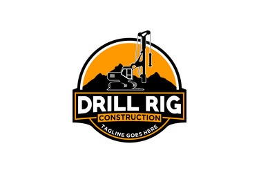 Drill rig logo template heavy equipment Royalty Free Vector
