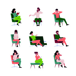 People sitting top view set 1 Royalty Free Vector Image