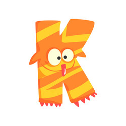 Monster alphabet with blue capital letter k Vector Image