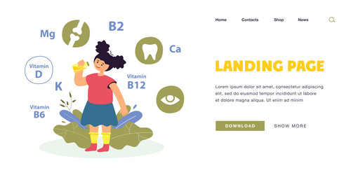 Cartoon child receiving useful vitamins Royalty Free Vector