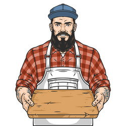 Mexican cafe chef label colorful Royalty Free Vector Image