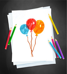 Child inflating rubber balloon with air flat Vector Image