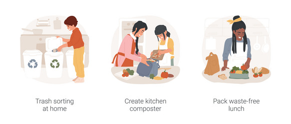 Trash sorting at home isolated cartoon Royalty Free Vector