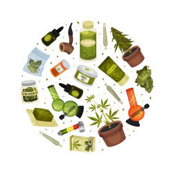 Cannabis or hemp drug banner design Royalty Free Vector