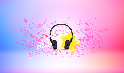 Audio entertainment concept 3d banner with copy Vector Image