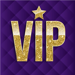 Vip golden letters with glitter on abstract Vector Image