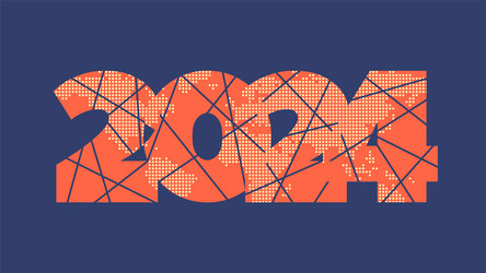 2024 icon with lines and world map contour Vector Image