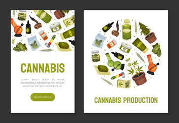 Cannabis or hemp drug banner design Royalty Free Vector