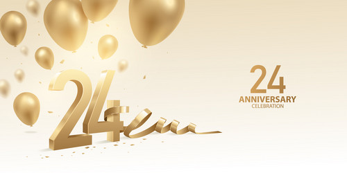 Celebrating 24th anniversary golden sign Vector Image