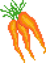 8 bit pixel carrot character white background Vector Image