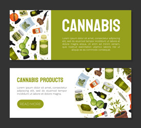 Cannabis or hemp drug banner design Royalty Free Vector