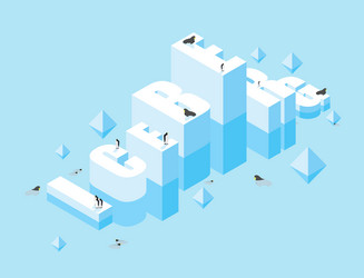 Iceberg font 3d letters of ice alphabet Royalty Free Vector