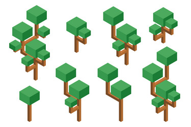 Isometric set wooden constructor small Royalty Free Vector