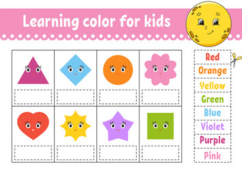 Learning colors yellow color flashcard for kids Vector Image