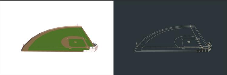 Baseball field technical line art on the blueprint