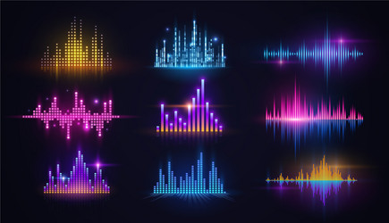 Neon wave sound background music soundwave Vector Image