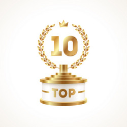 Top 1 best podium award sign golden object Vector Image