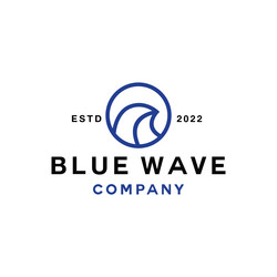 Blue wave ocean logo design graphic emblem Vector Image