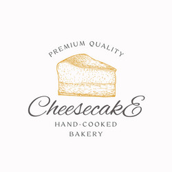 Hand-cooked bakery cheesecake abstract sign Vector Image