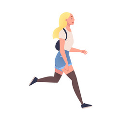 Woman character hurrying running fast feeling Vector Image