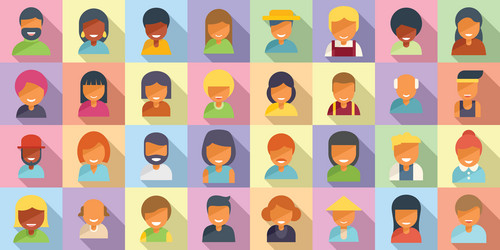 Smiling people icons set flat people Royalty Free Vector