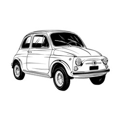 Classic italian supermini car line art Royalty Free Vector