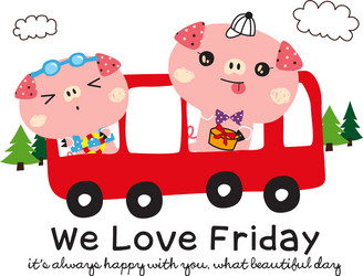 Cute pig love monday Royalty Free Vector Image