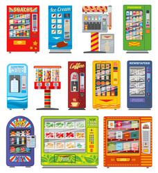 Flat vending machines snacks food ice cold Vector Image
