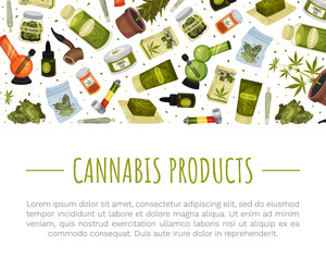 Cannabis or hemp drug banner design Royalty Free Vector