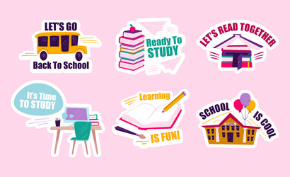 Sticker set with education objects Royalty Free Vector Image