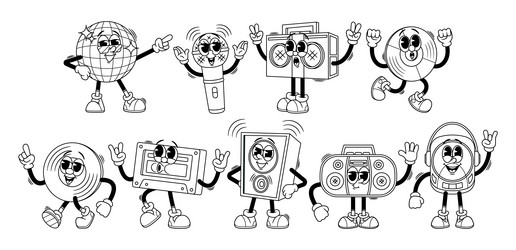 Audio technique characters in cartoon retro style Vector Image