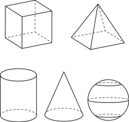 3d geometric shapes in flat outlines Royalty Free Vector