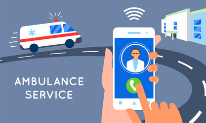 Emergency call concept ambulance car hands Vector Image