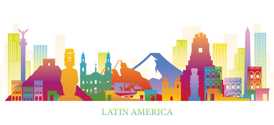 Latin america skyline landmarks in paper cutting Vector Image