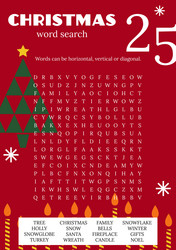 Black and white christmas word search puzzle Vector Image