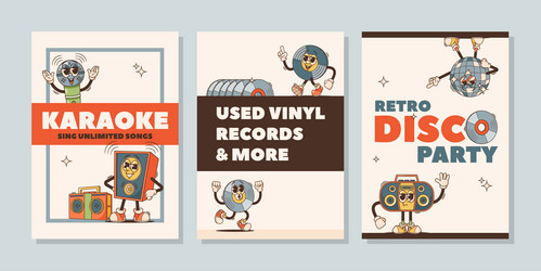 Audio technique characters in cartoon linear retro