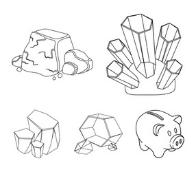 Crystals iron ore precious minerals Royalty Free Vector