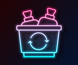 Glowing neon line recycle bin with symbol Vector Image